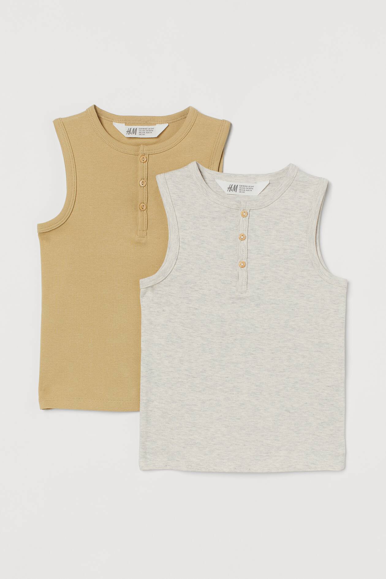 Pack de 2 camisetas sin mangas - Beige amarillento/Blanco - NIÑOS | H&M ES