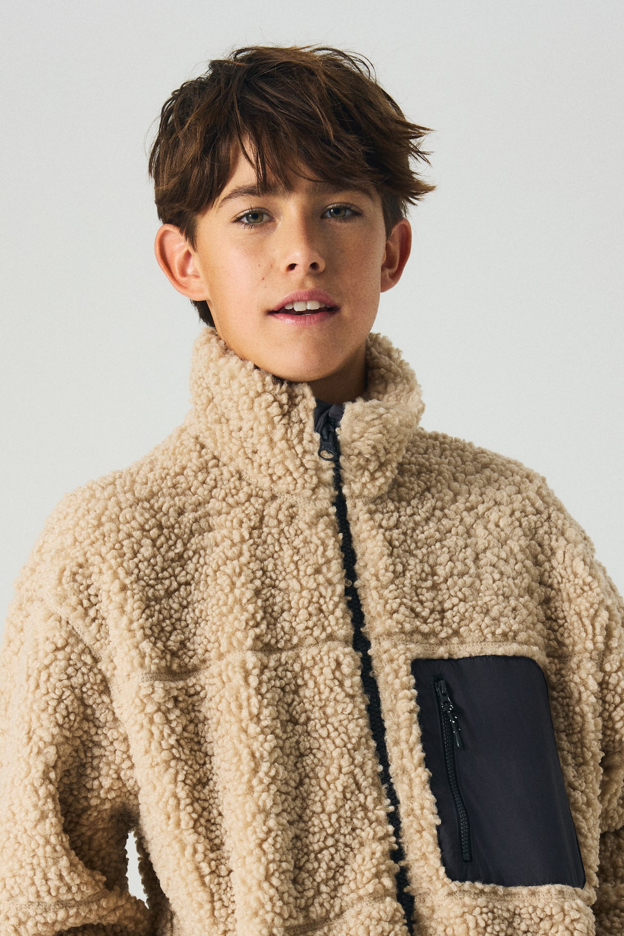 Beige Teddy Fleece Jacket for kids | H&M CA