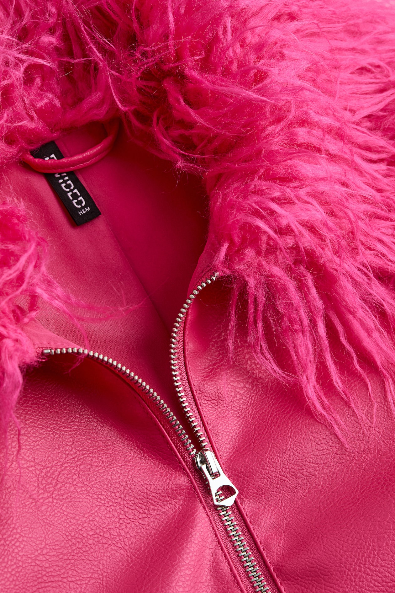 Women's Cerise Fluffy-collared jacket | H&M GB