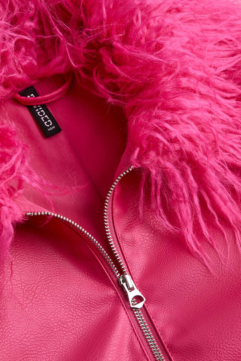 Women's Cerise Fluffy-collared jacket | H&M GB
