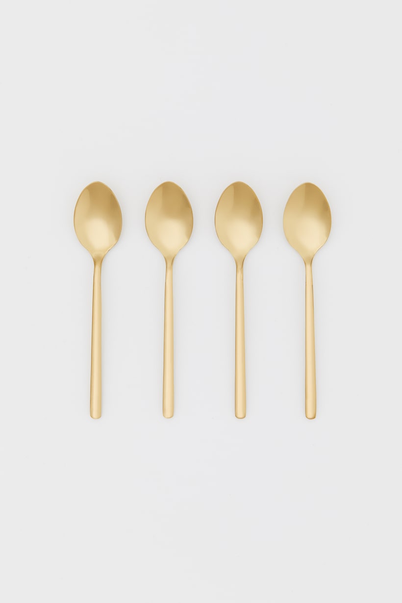 Gold-coloured/Polished 4-pack teaspoons at H&M Home | H&M GB
