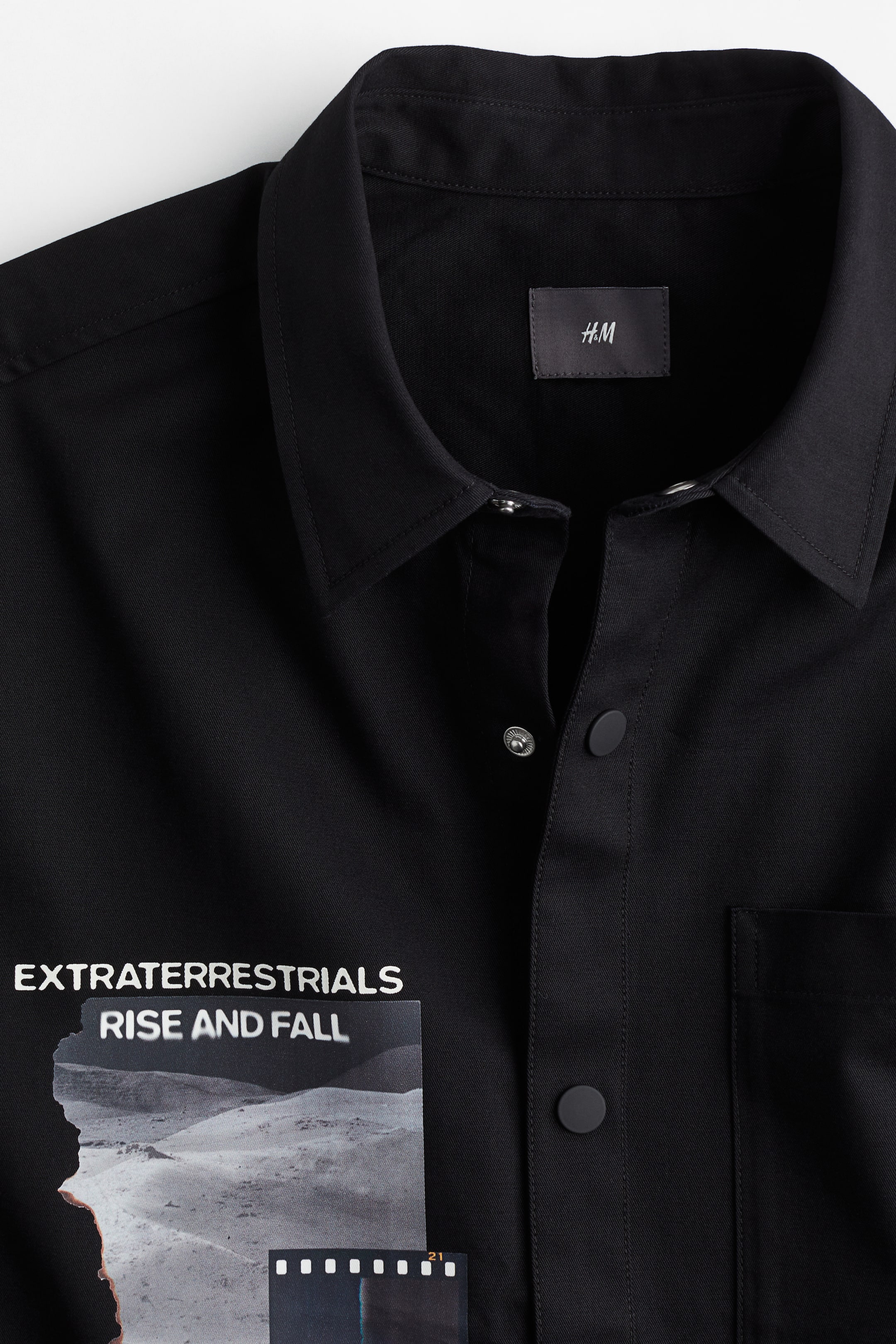 루즈핏 프린트 셔츠 - 블랙/Rise and Fall - Men | H&M KR