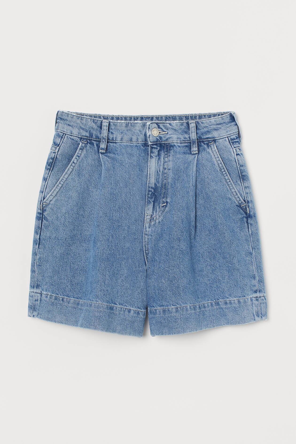 Denimshorts High Waist - Høy midje - Kort - Denimblå - DAME | H&M NO