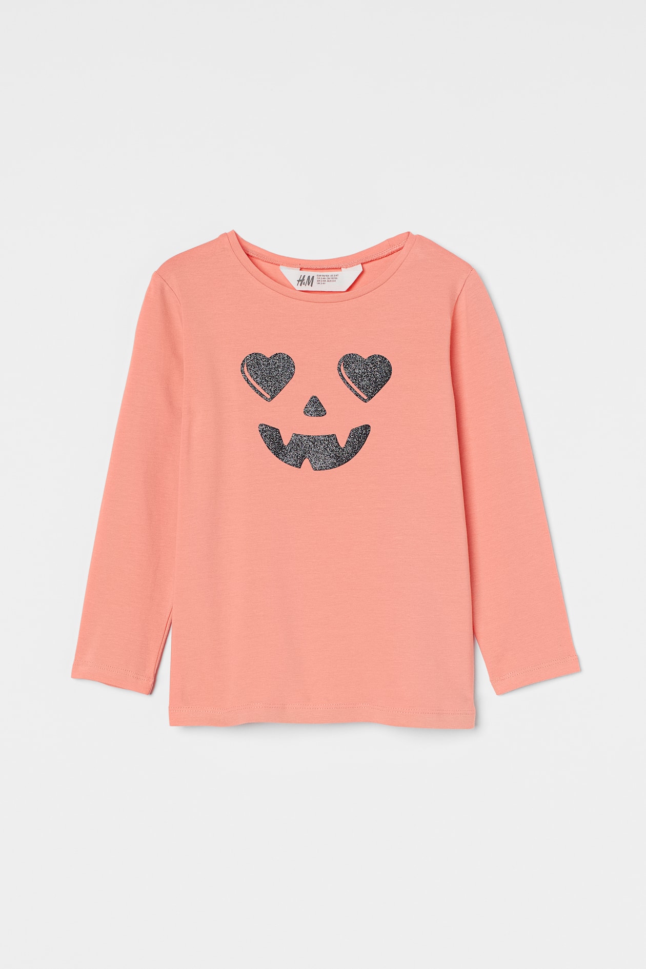 Trikåtröja med tryck - Rundhalsad - Lång ärm - Puderrosa/Pumpa - BARN ...