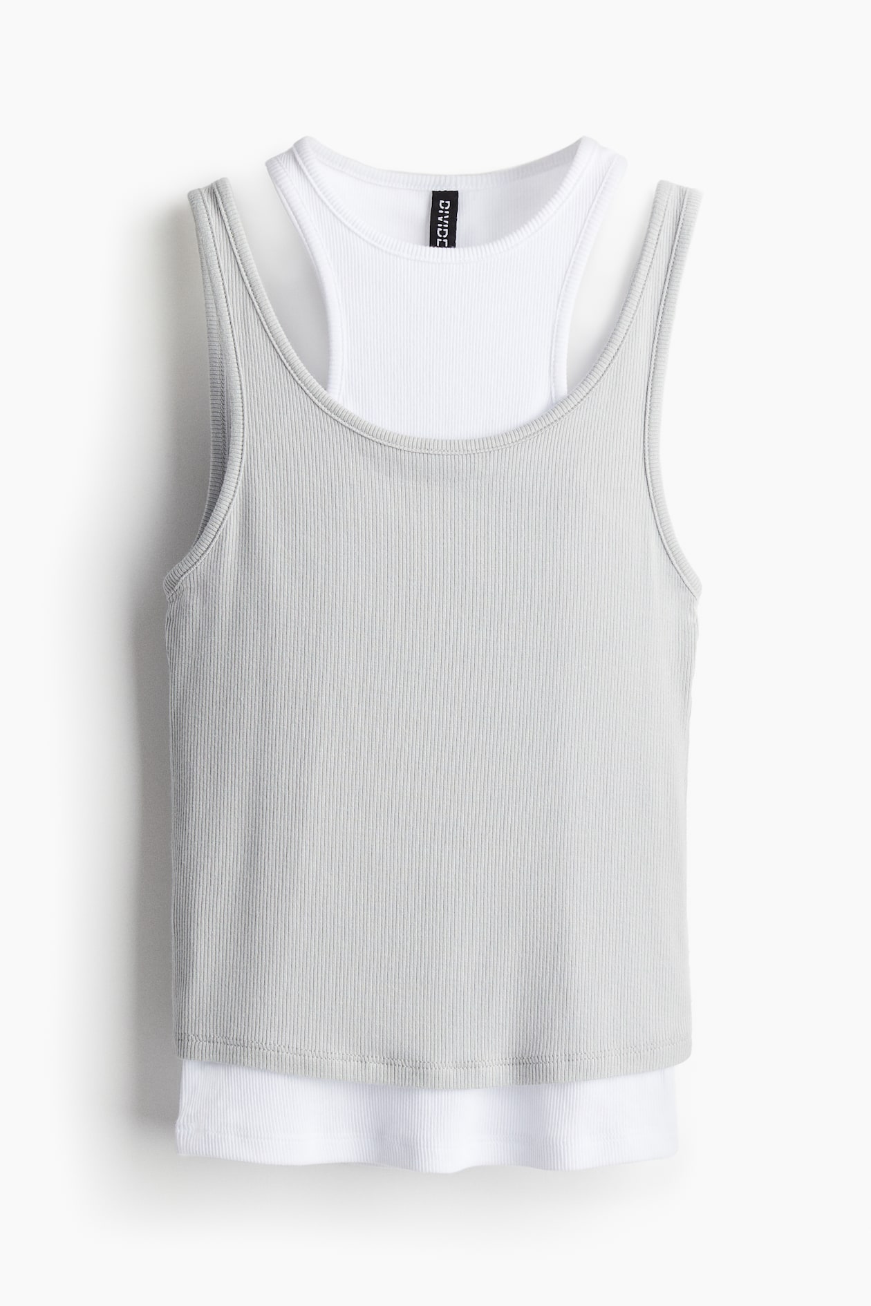 Double-layered ribbed vest top - Light grey/White - Ladies | H&M IE