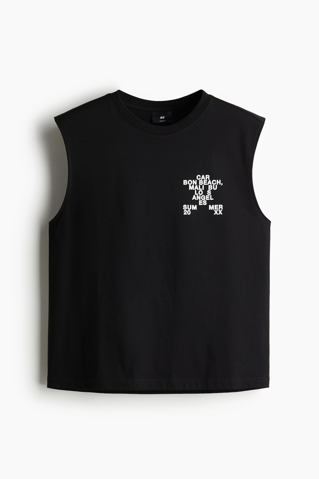 Playera sin mangas Loose Fit con diseño - Negro/Carbon Beach - Men | H&M MX