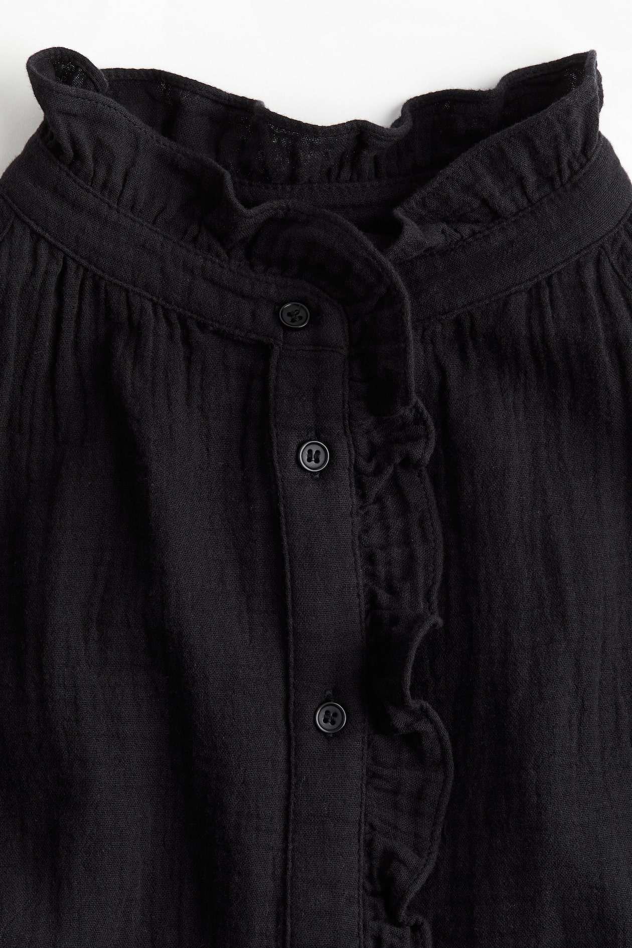 Ruffle-trimmed Muslin Blouse - Black - Ladies | H&M US