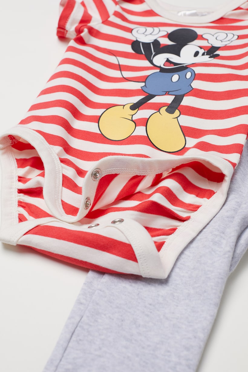 3-piece cotton set - Red/Mickey Mouse - Kids | H&M GB