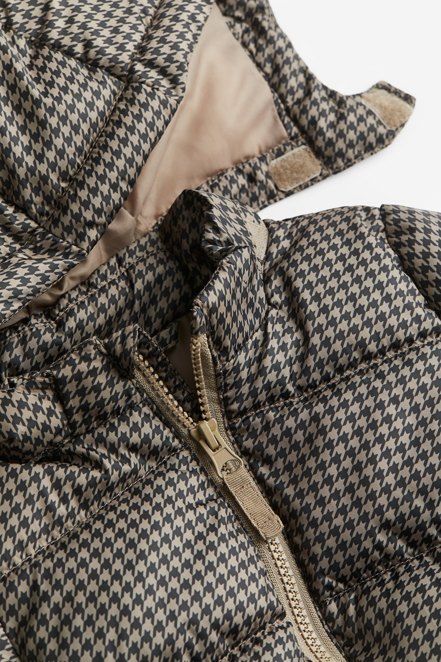 Hooded Puffer Jacket - Black/houndstooth-patterned - Kids | H&M US