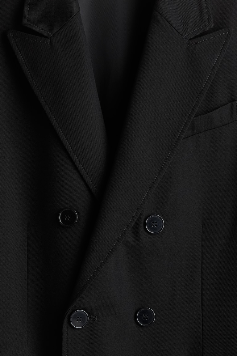 Men’s Black Relaxed-Fit Double-Breasted Twill Coat | H&M US