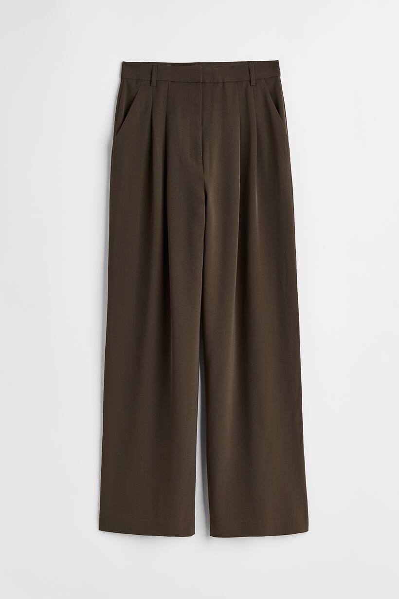 Women's Dark brown Wide-leg Pants | H&M US
