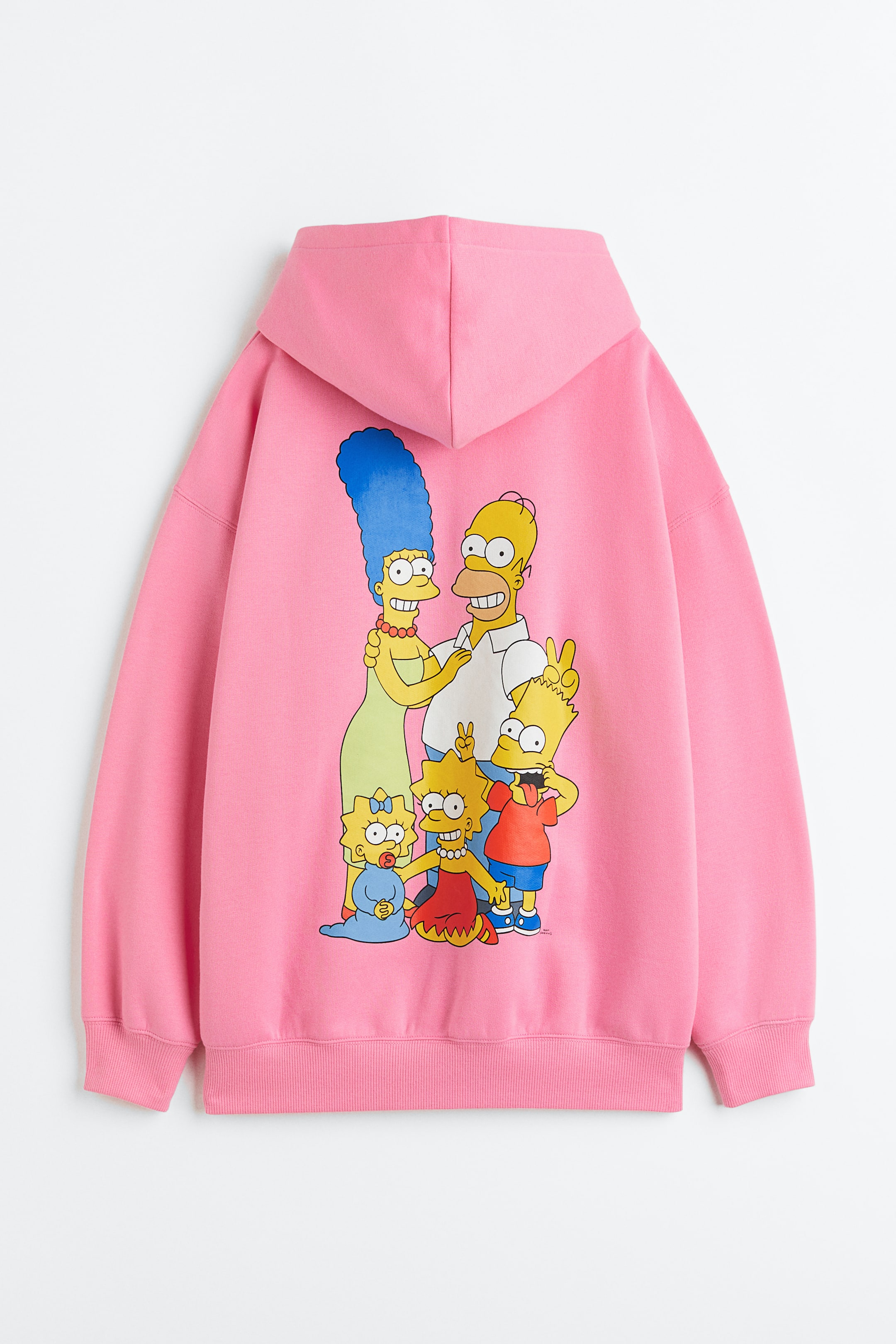 Oversized hættetrøje med tryk - Langærmet - Lang - Rosa/The Simpsons ...