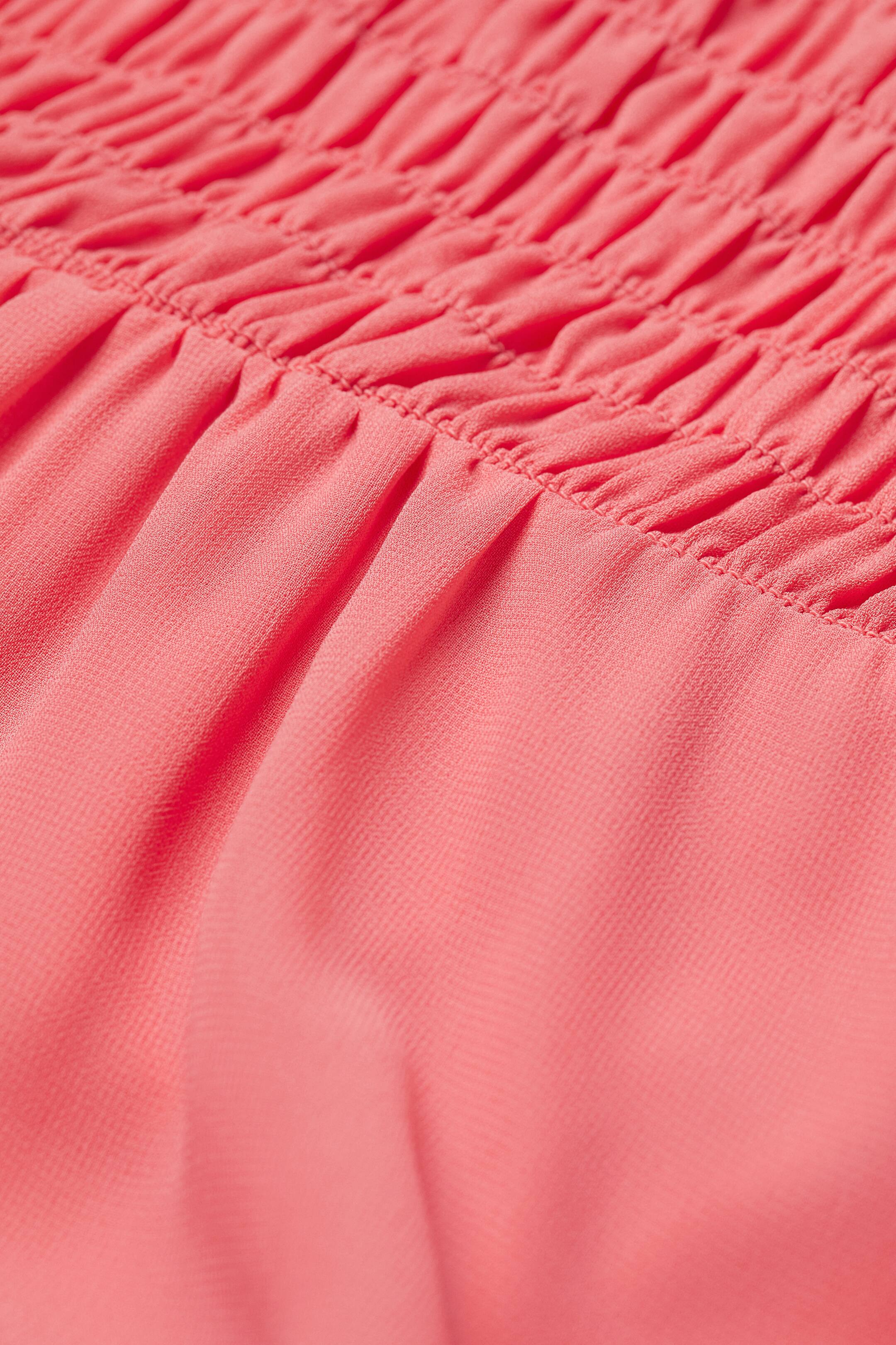 Kjole med vaffelsøm - Rundhalset - Kort erme - Rosa - DAME | H&M NO