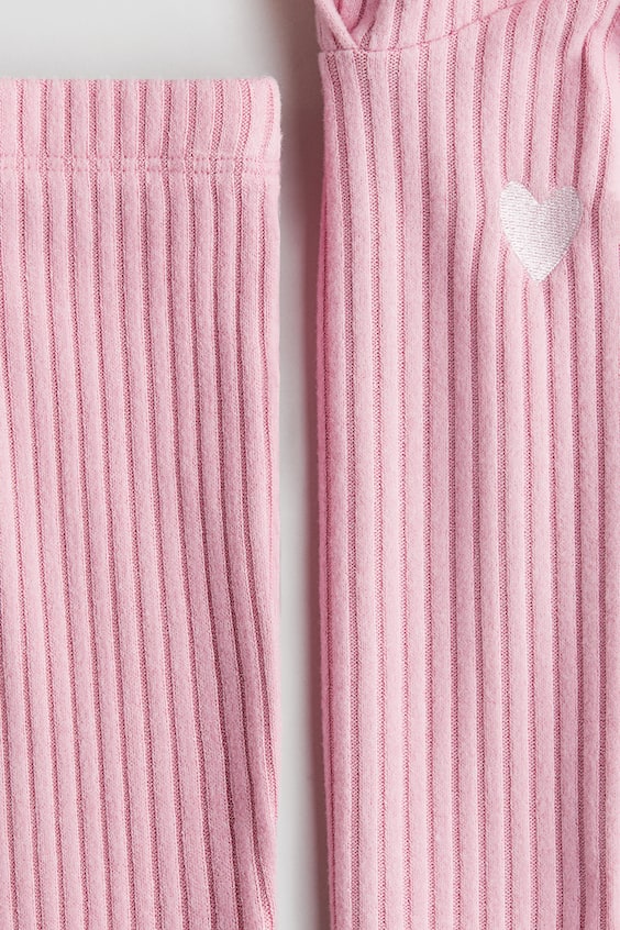 2-Piece Brushed Rib-Knit Set - Pink/heart - Kids | H&M US