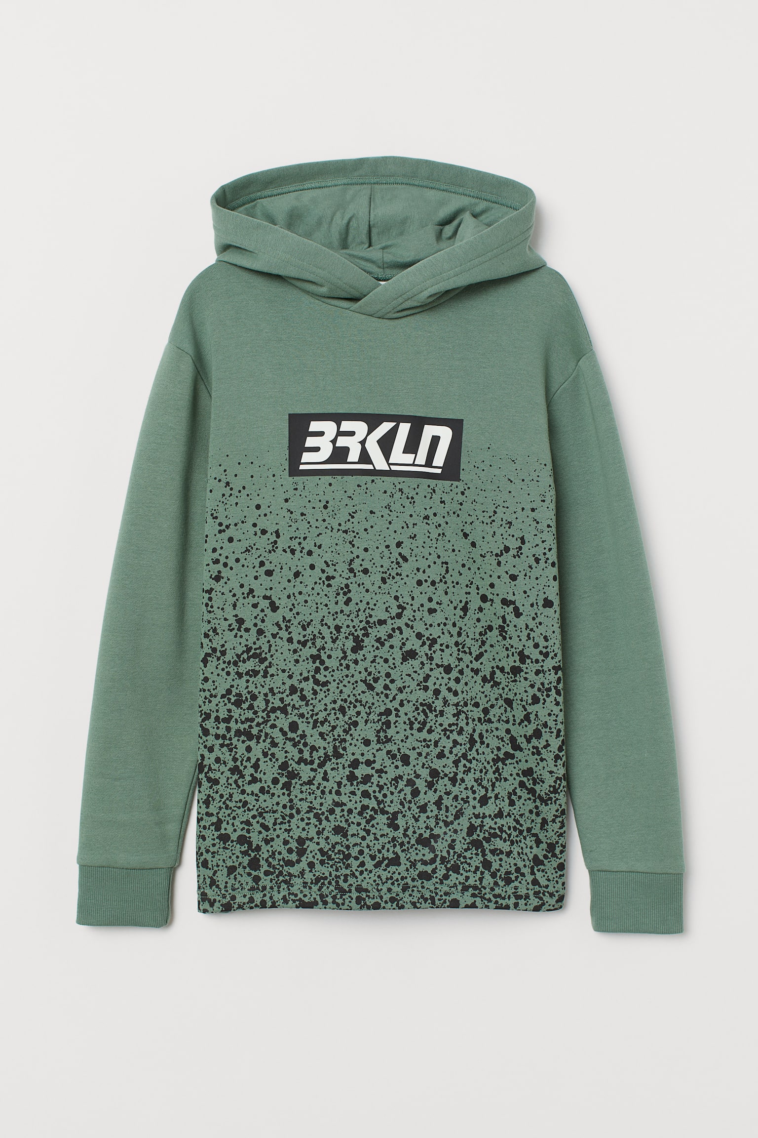 Bluza z kapturem i z nadrukiem - Zieleń khaki/Brkln - Dziecko | H&M PL