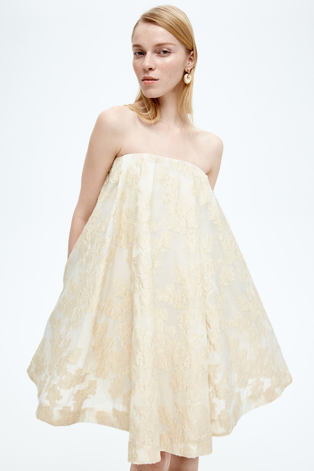 Jacquard-Weave Mini Dress - Cream - Ladies | H&M US