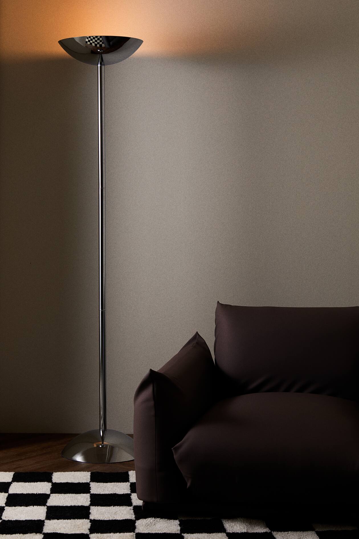 Silver-coloured Chrome-finish floor uplighter at H&M Home | H&M GB