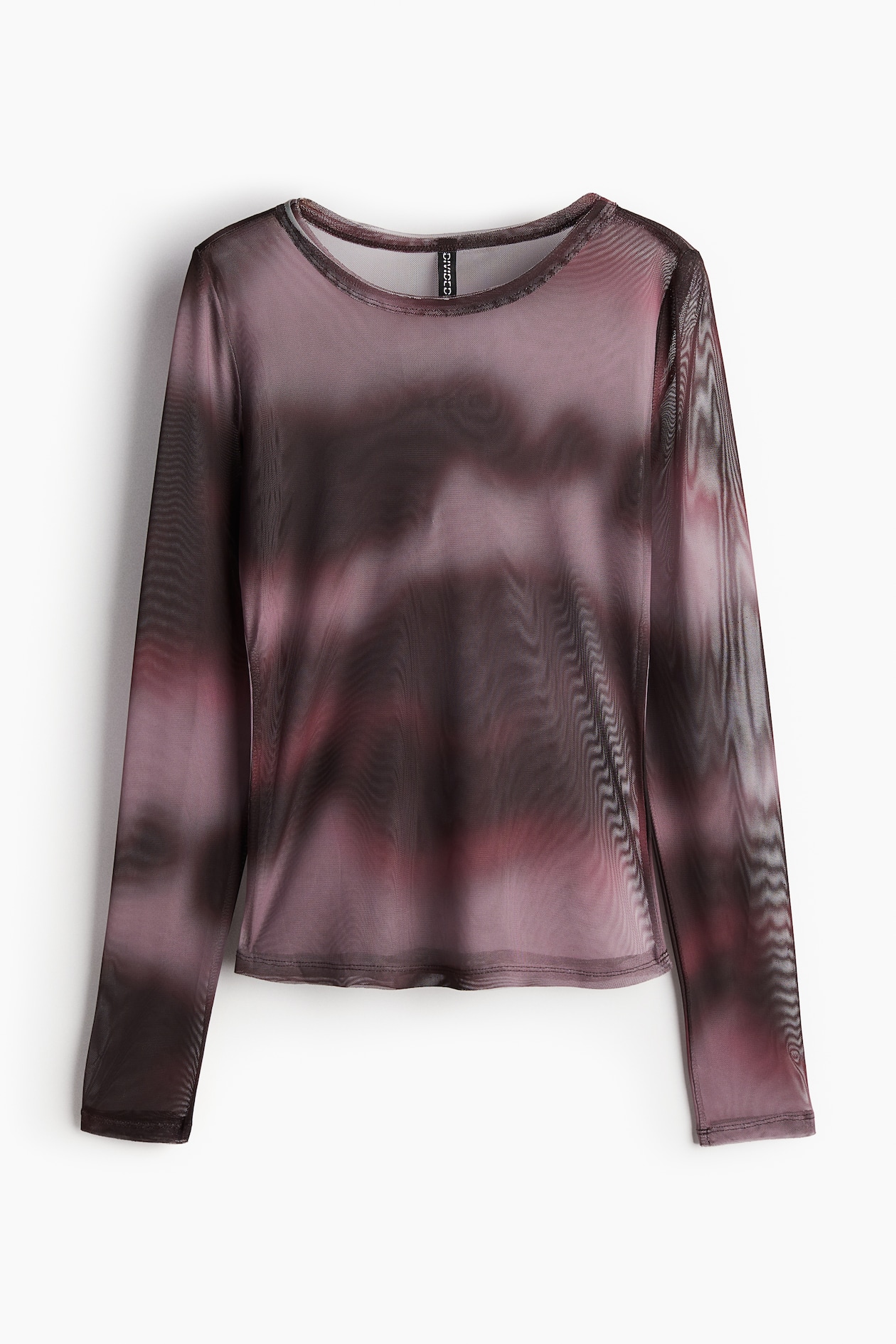Printed Mesh Top - Dark purple/patterned - Ladies | H&M US