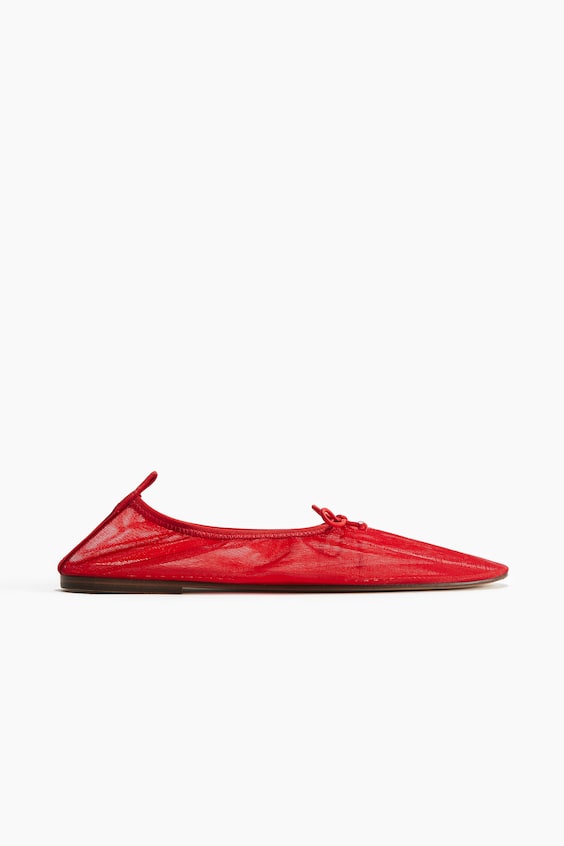 Mesh Ballet Flats - Bright red - Ladies | H&M US
