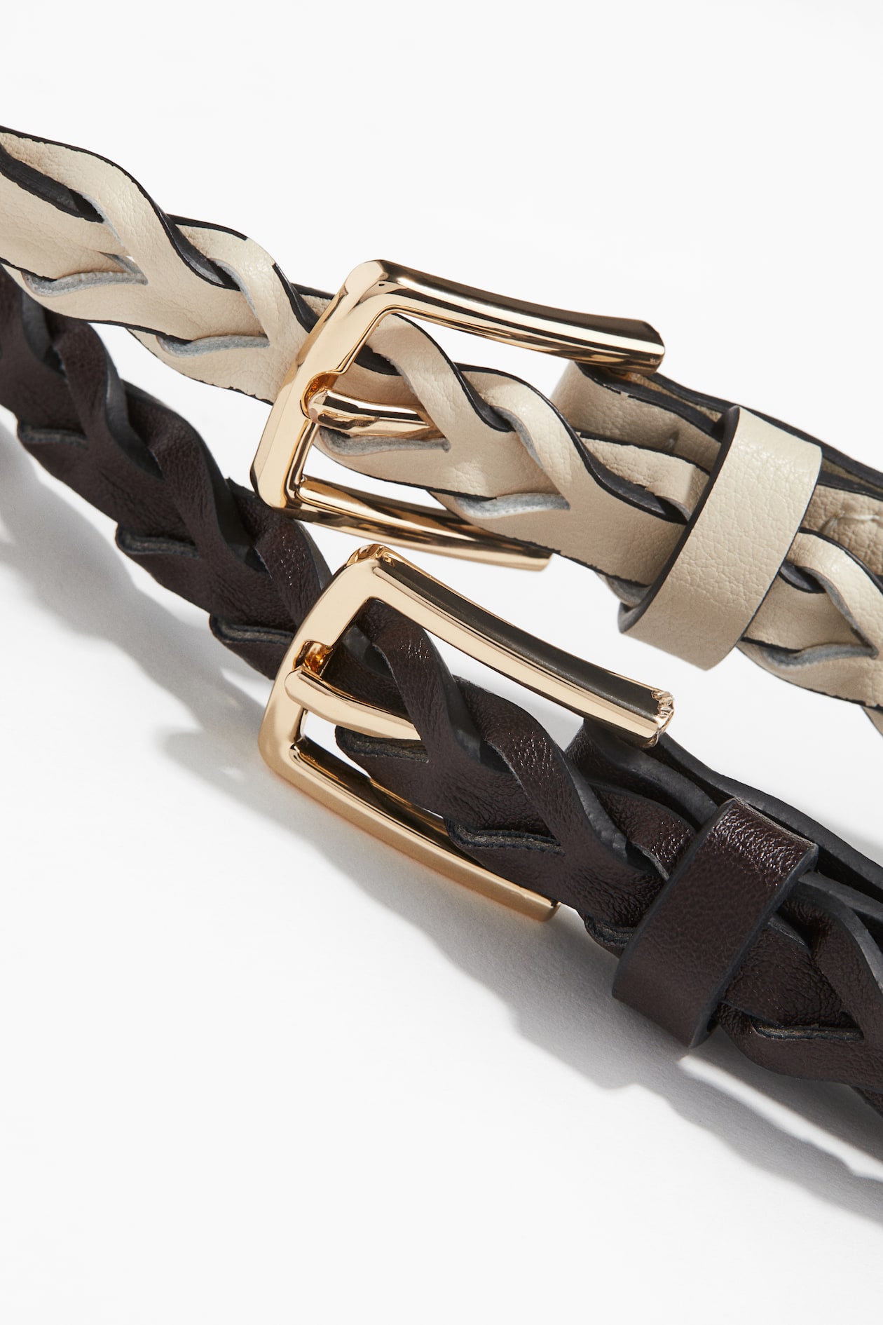 2-pack braided waist belts - Dark brown/Light beige - Polyester ...