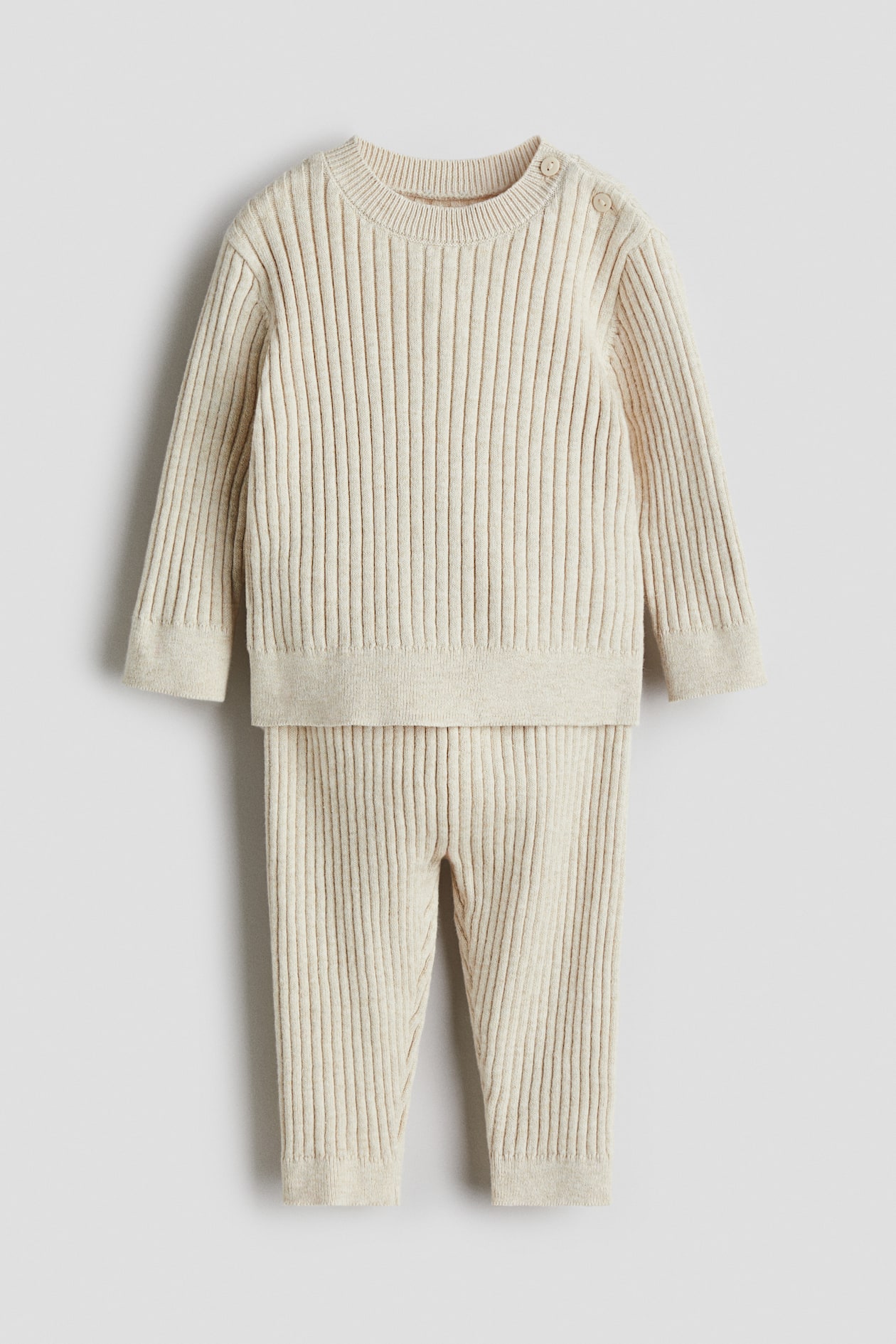 2-piece Rib-Knit Cotton Set - Light beige - Kids | H&M CA