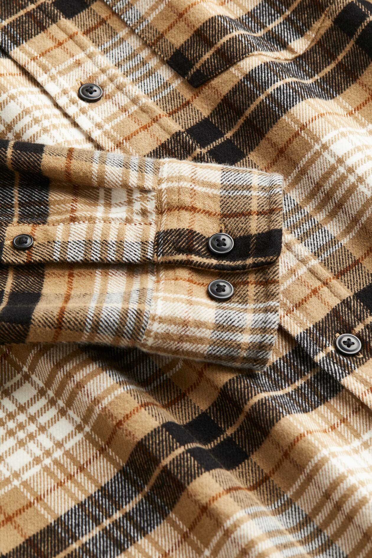 Regular Fit Flannel shirt - Beige/Checked - Men | H&M GB