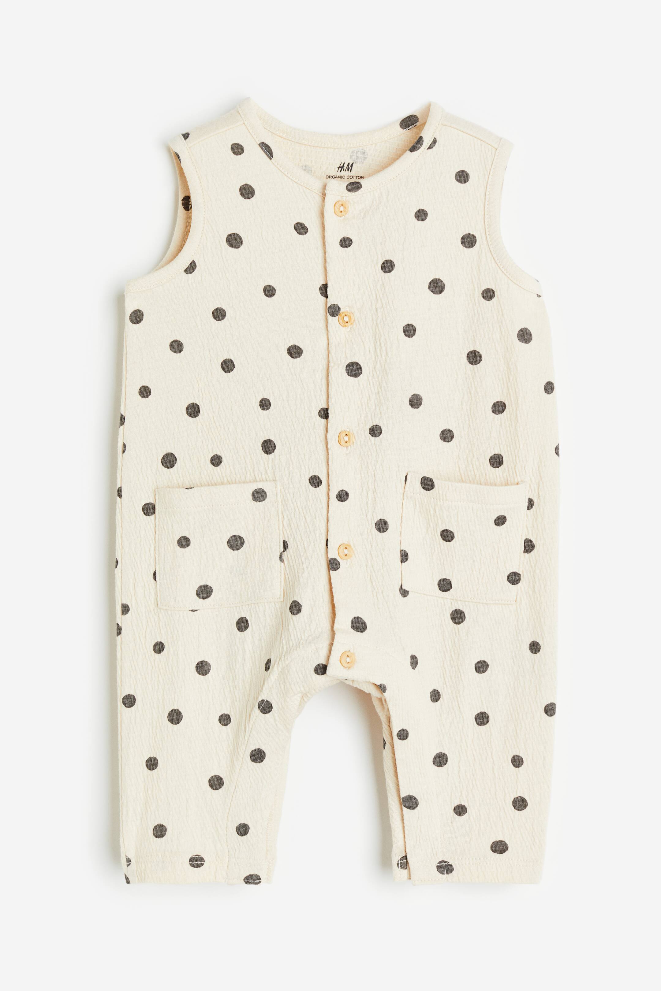 Sleeveless Romper Suit - Cream/dotted - Kids | H&M US