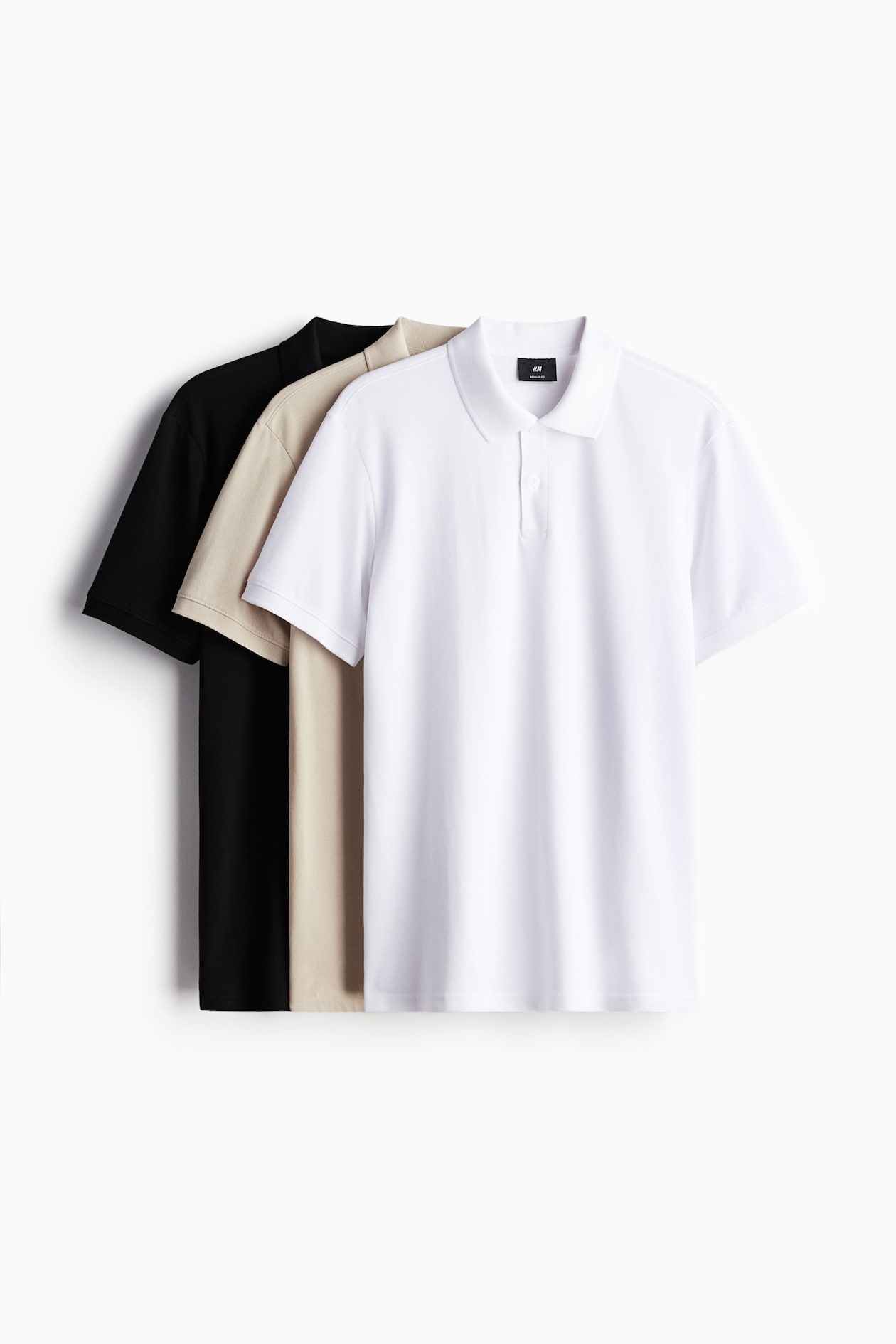 3-pack Regular Fit Polo shirts - Black/Beige/White - Men | H&M IN