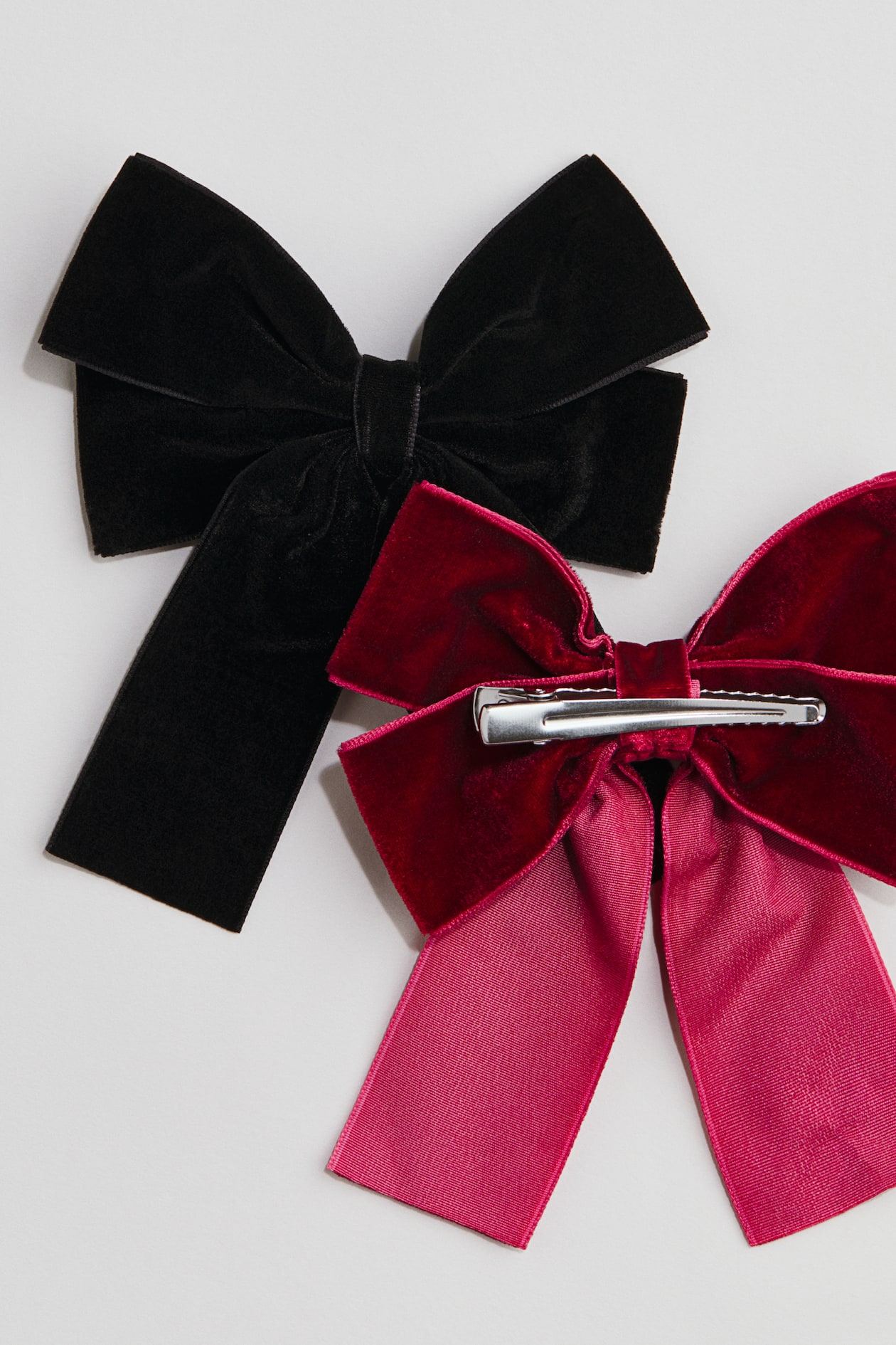 Dark red/black 2-Pack Velvet-Bow Hair Clips for kids | H&M US