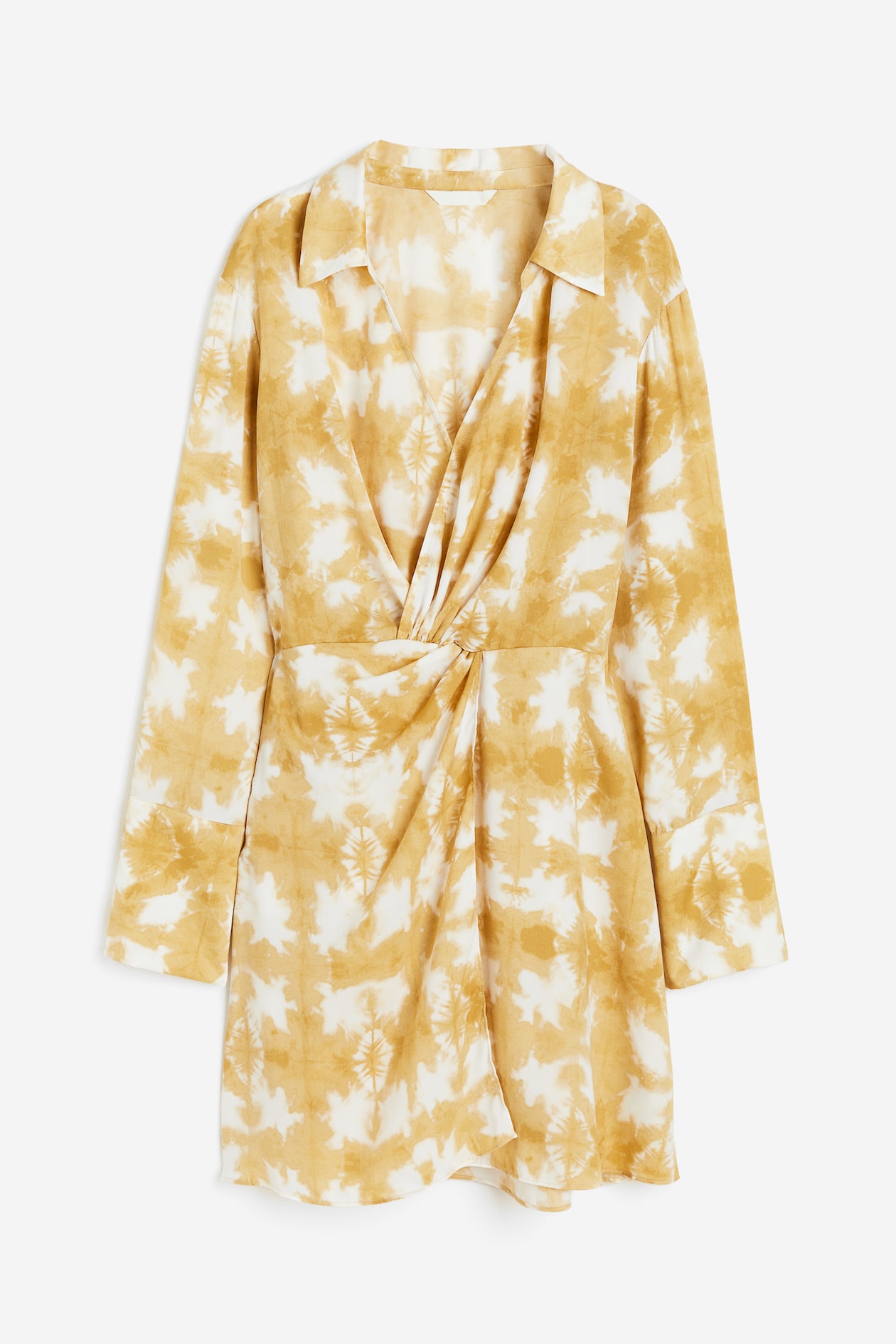 Women's Yellow/Tie-dye Twist-detail shirt dress | H&M GB
