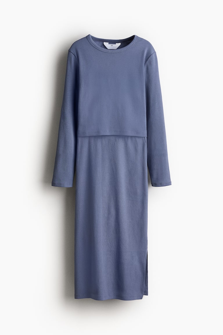 2-piece ribbed top and skirt set - Blue - Kids | H&M IN