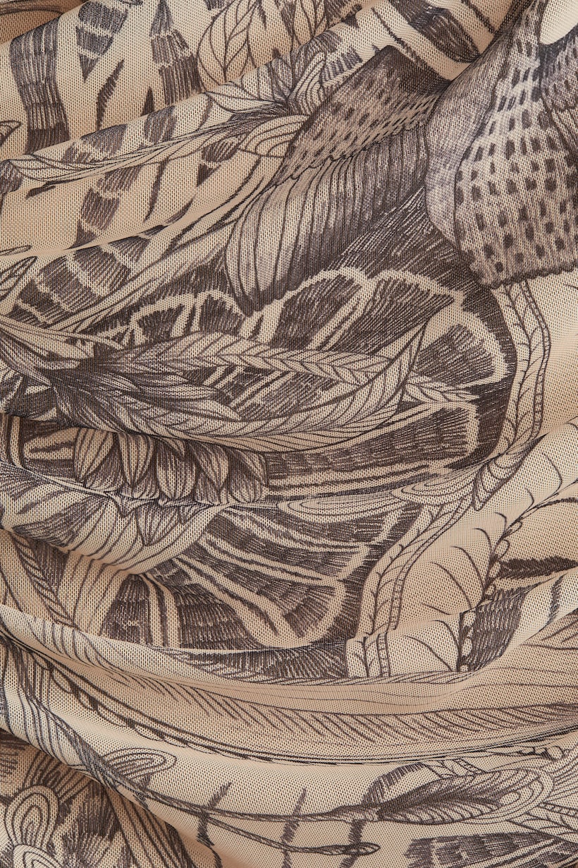 Draped Mesh Sleeveless Top - Light beige/patterned - Ladies | H&M US