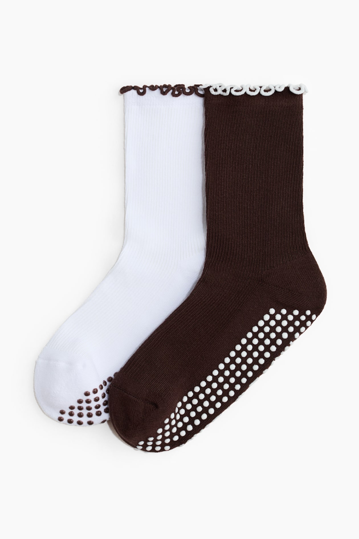 Women's Dark brown 2-Pack Non-Slip Yoga Socks | H&M CA