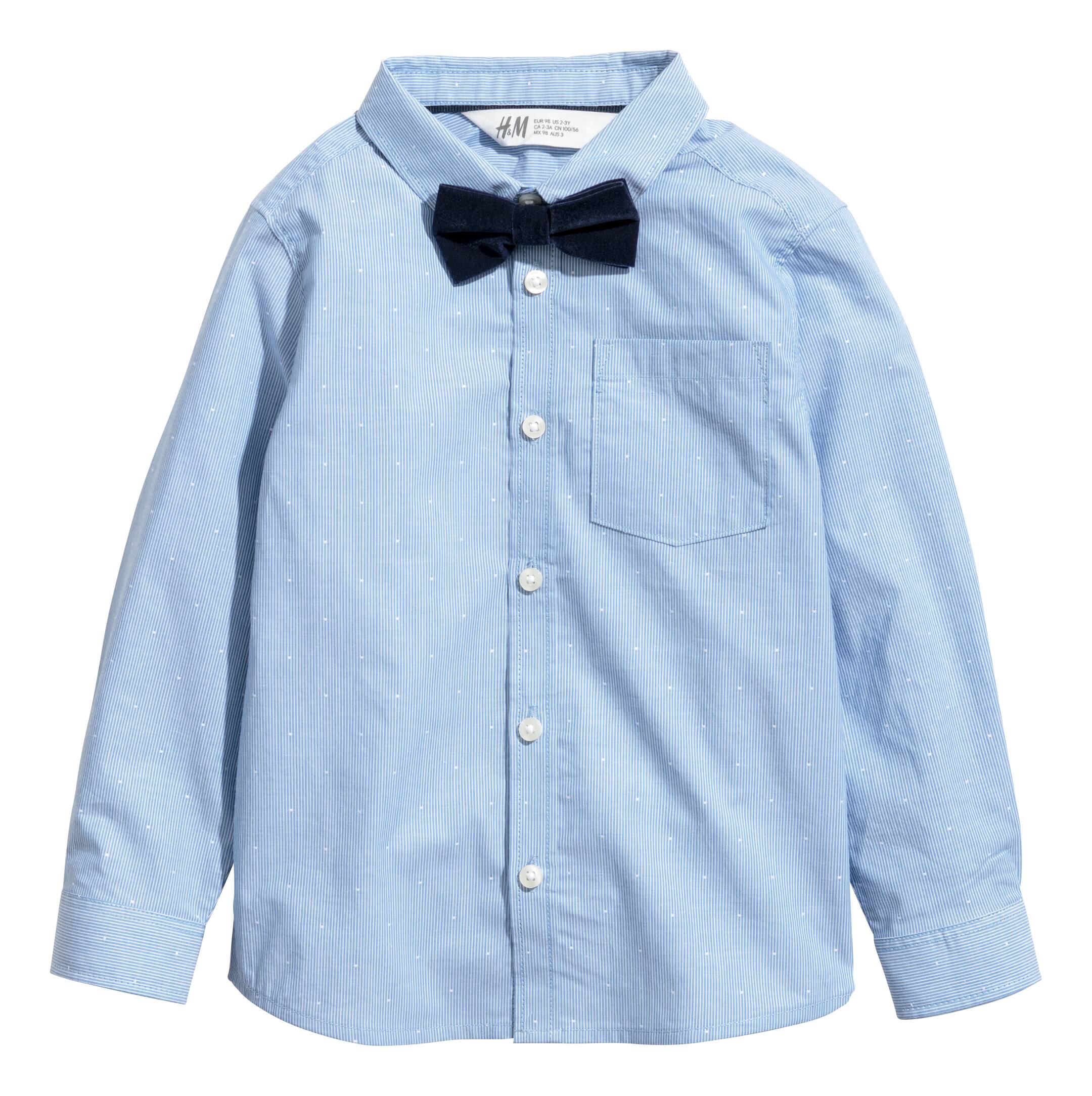 Hemd mit Krawatte/Fliege - Langarm - Blau gestreift/Fliege - Kids | H&M AT