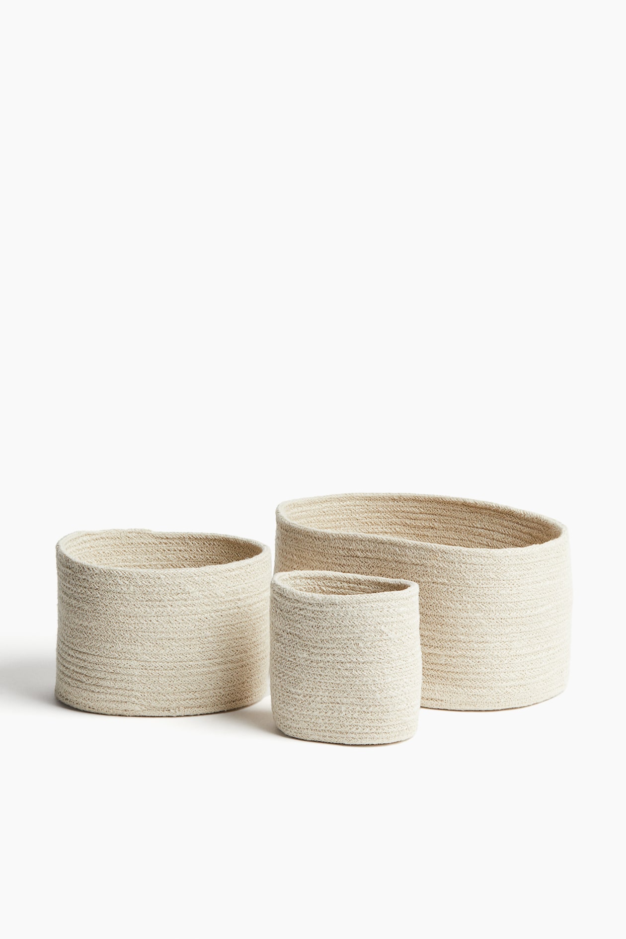 Light beige 3-pack Straw Storage Baskets at H&M Home | H&M US