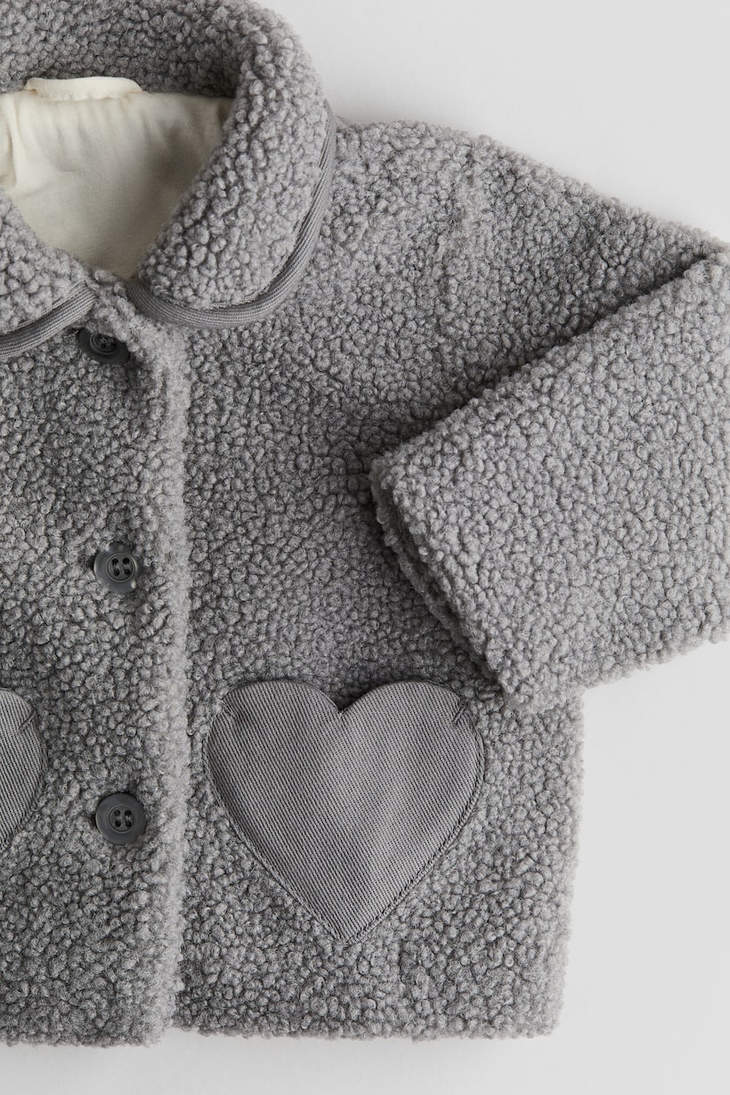 Heart-Pocket Pile Jacket - Gray - Kids | H&M US
