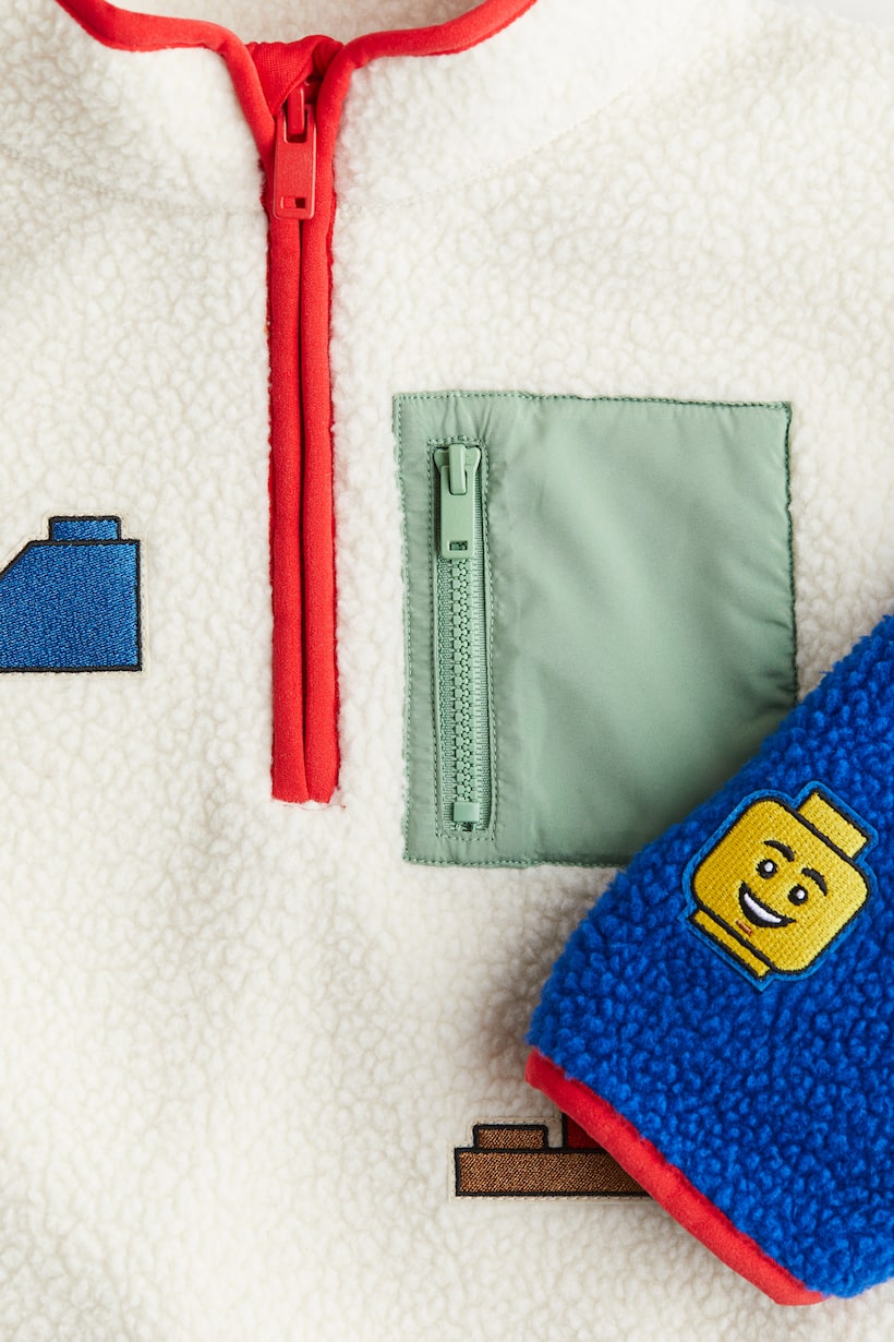 Half-Zip Teddy Fleece Shirt - White/LEGO - Kids | H&M US