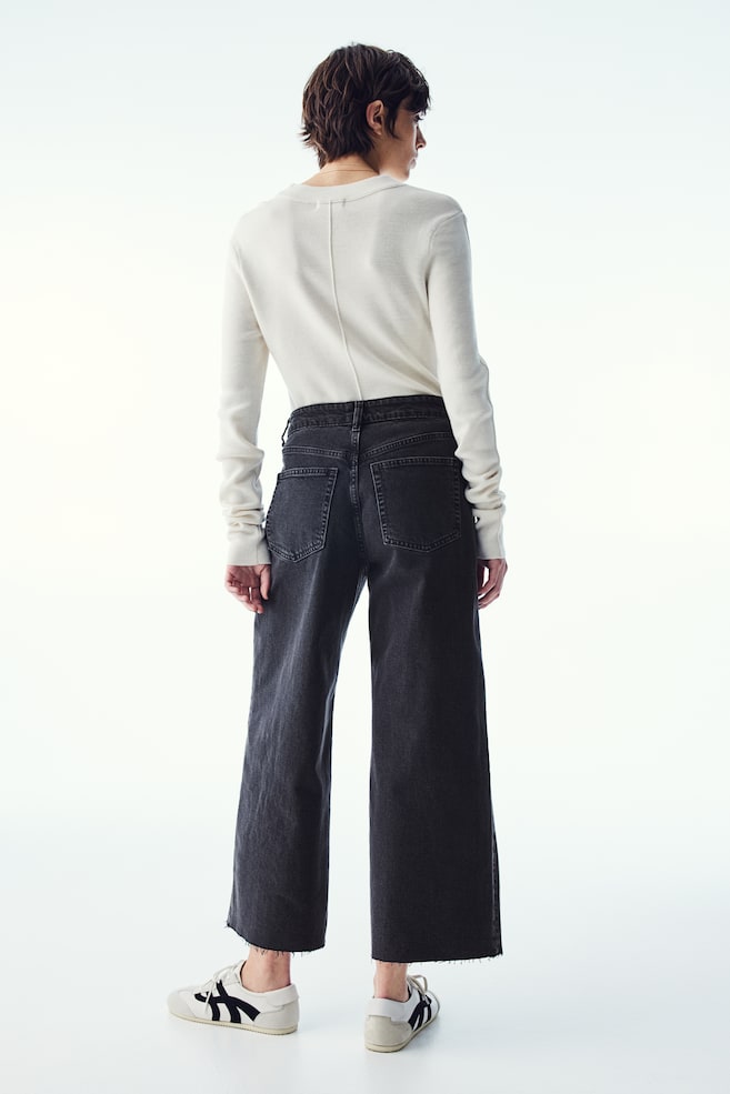 High Rise Wide-cut Jeans - Washed black - Ladies | H&M US