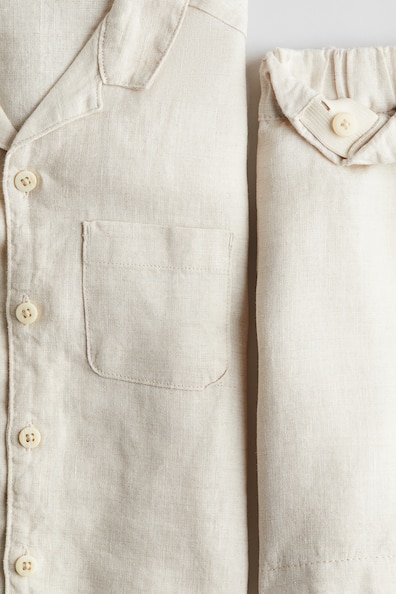 Light beige 2-piece Linen Set for kids | H&M US