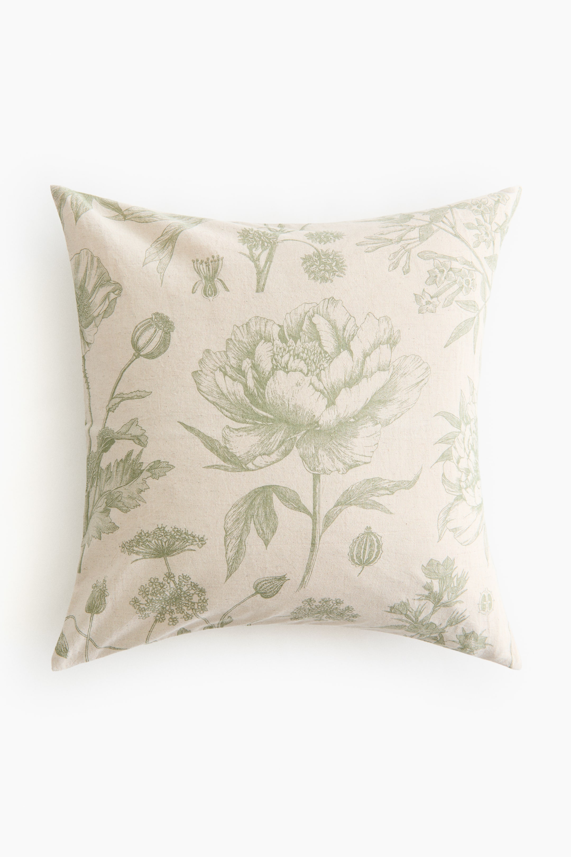 Linen-Blend Cushion Cover - Light beige/floral - Home All | H&M US