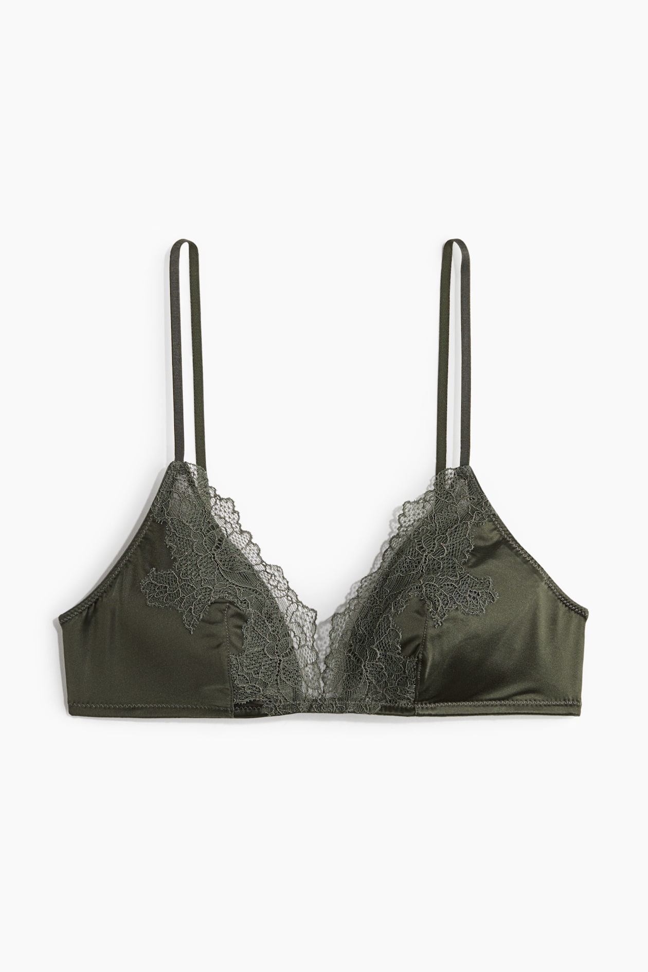 Women's Dark khaki green Padded Soft-Cup Microfiber Bra | H&M US