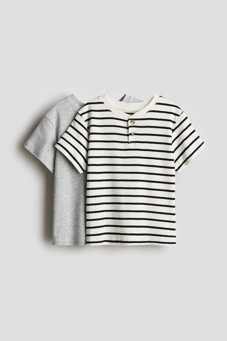 Gray/striped 2-Pack Henley T-Shirts for kids | H&M US