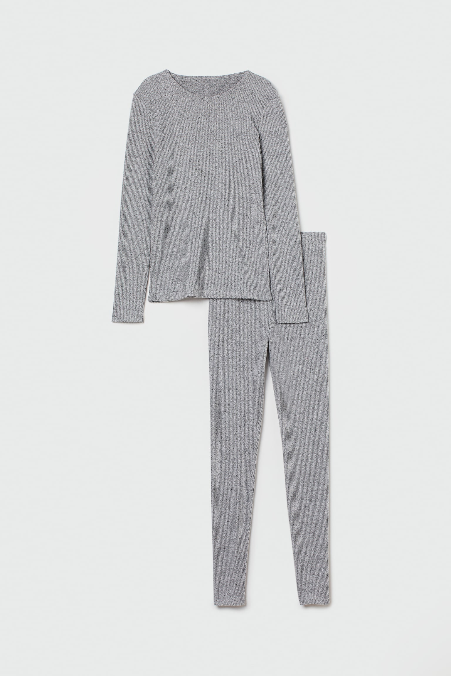 Ribbed Pajamas - Light gray melange - Ladies | H&M US