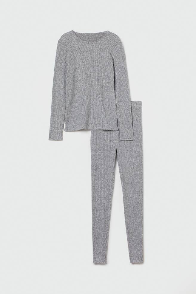 Ribbed Pajamas - Light gray melange - Ladies | H&M US