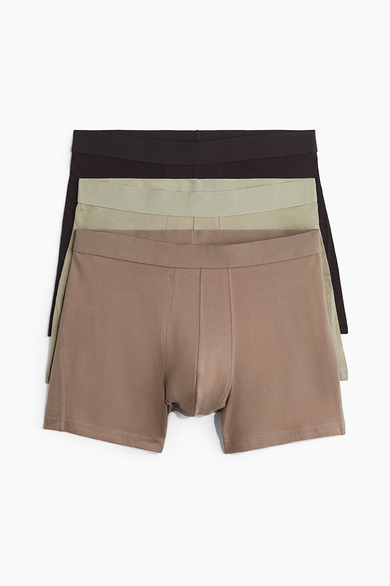 3-pack Mid-Length Boxer Briefs with Lycra® - Green/beige/brown - Men ...