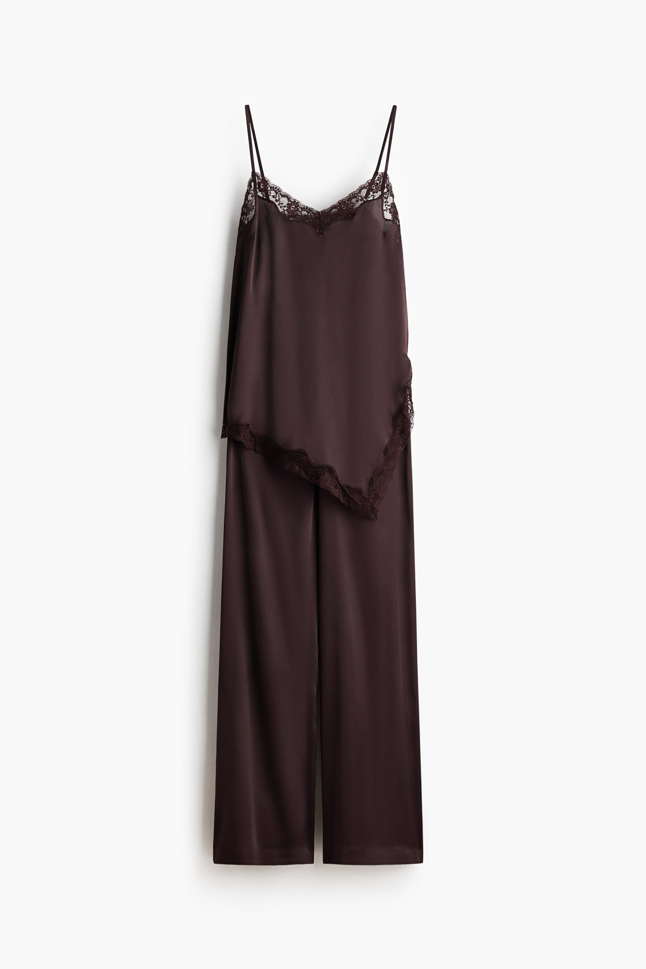 Pyjamas i sateng - Mørk brun - Ladies | H&M NO