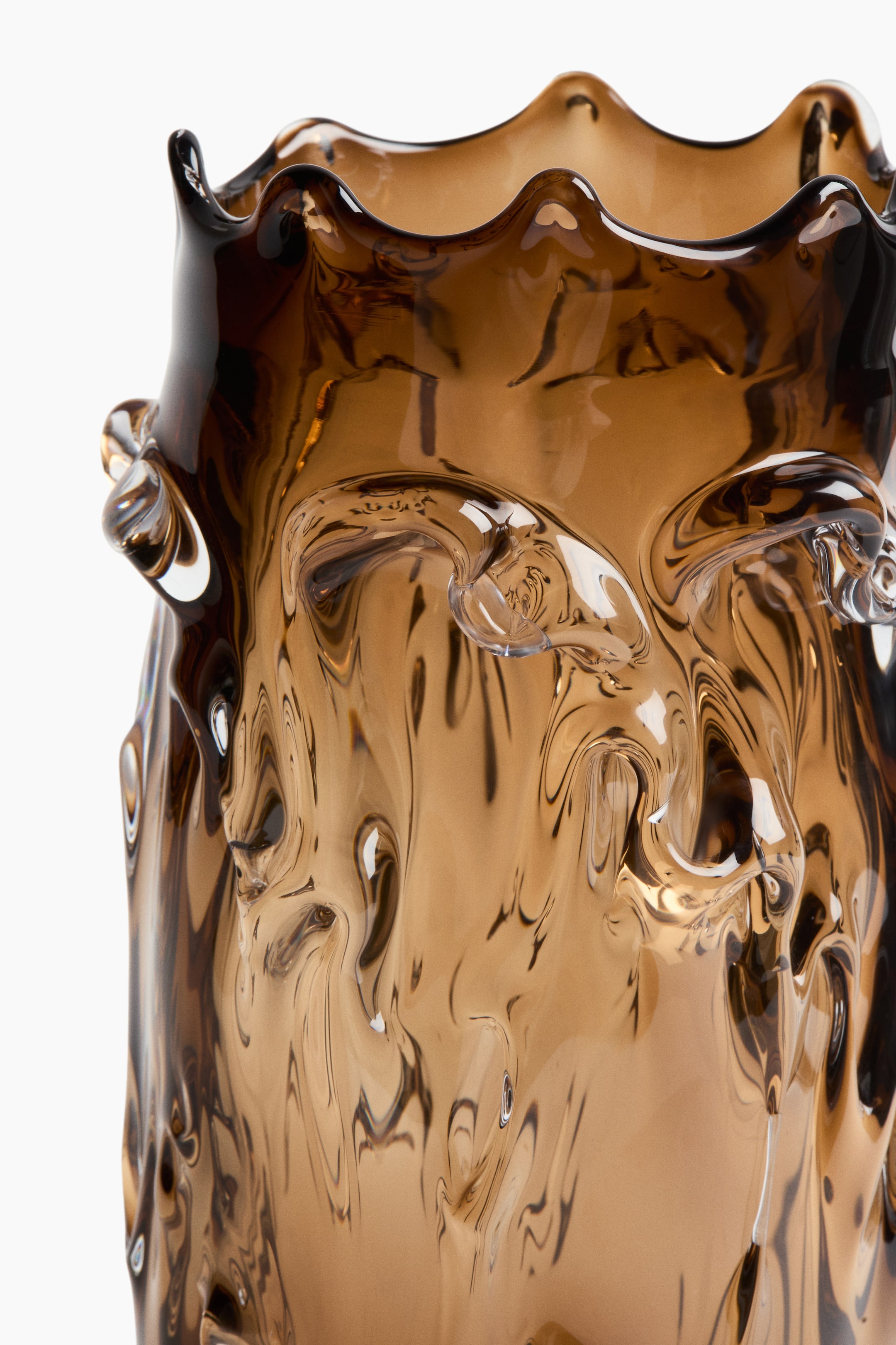Large textured glass vase - Brown - Home All | H&M GB