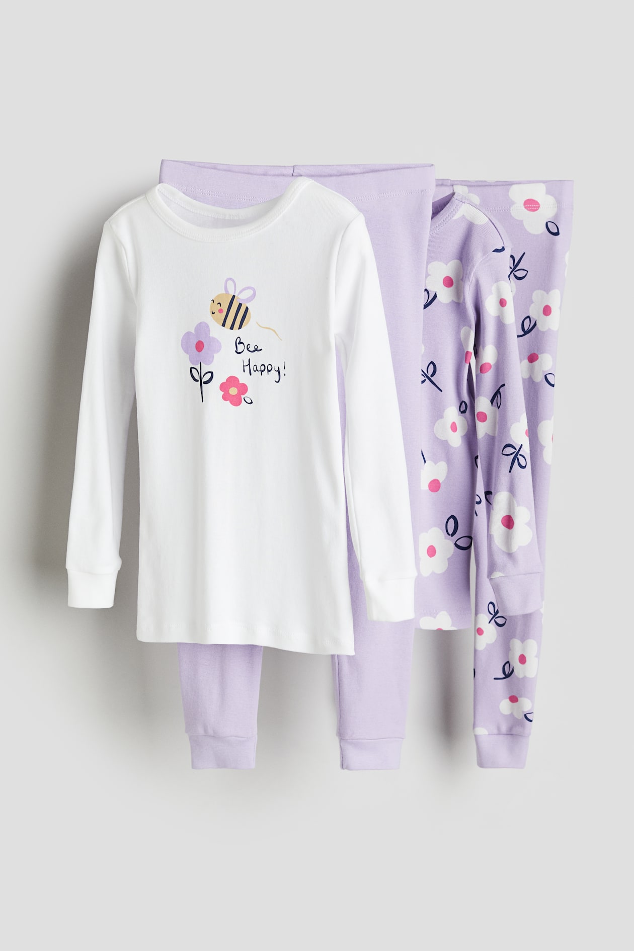 Purple/flowers 2-pack Snug Fit Cotton Pajamas | H&M CA