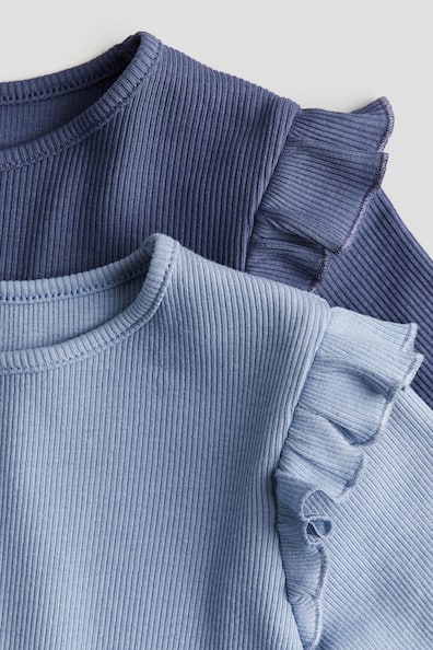Dusty blue/light dusty blue 2-pack Ribbed Cotton Tops for kids | H&M CA