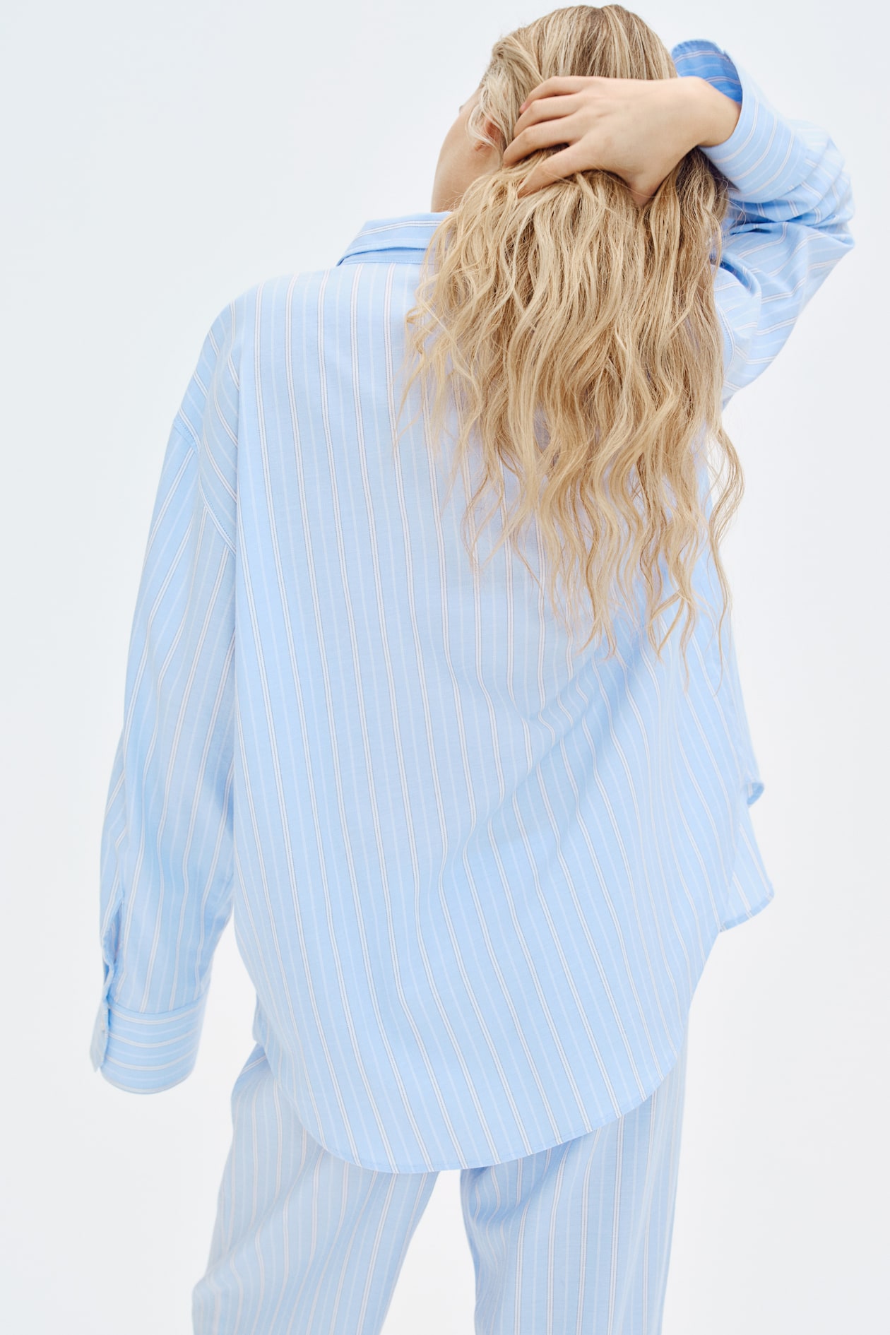 Women's Light blue/striped Cotton Flannel Pajamas | H&M CA